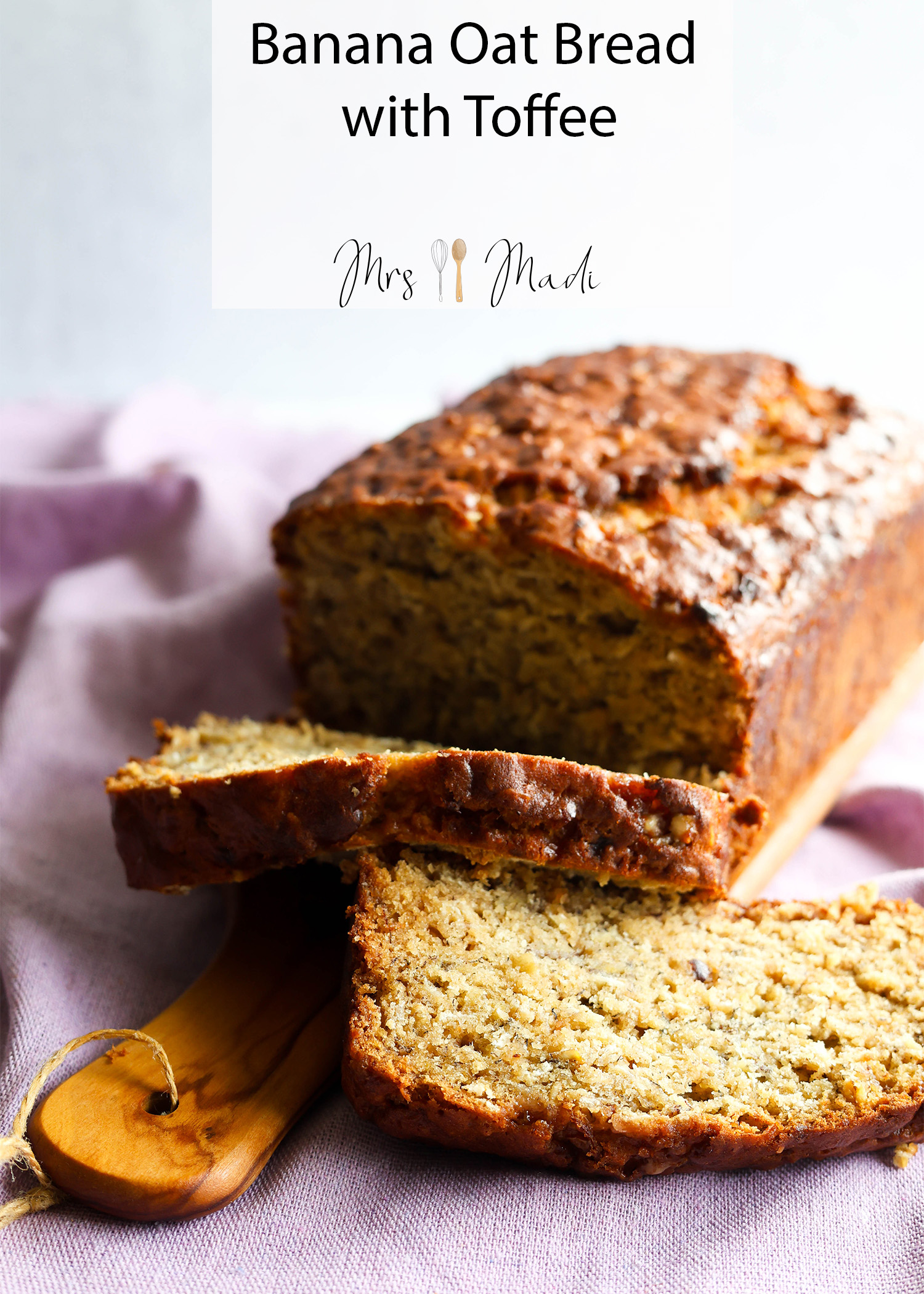 Banana Oat Bread with Sweet Toffee Crunch