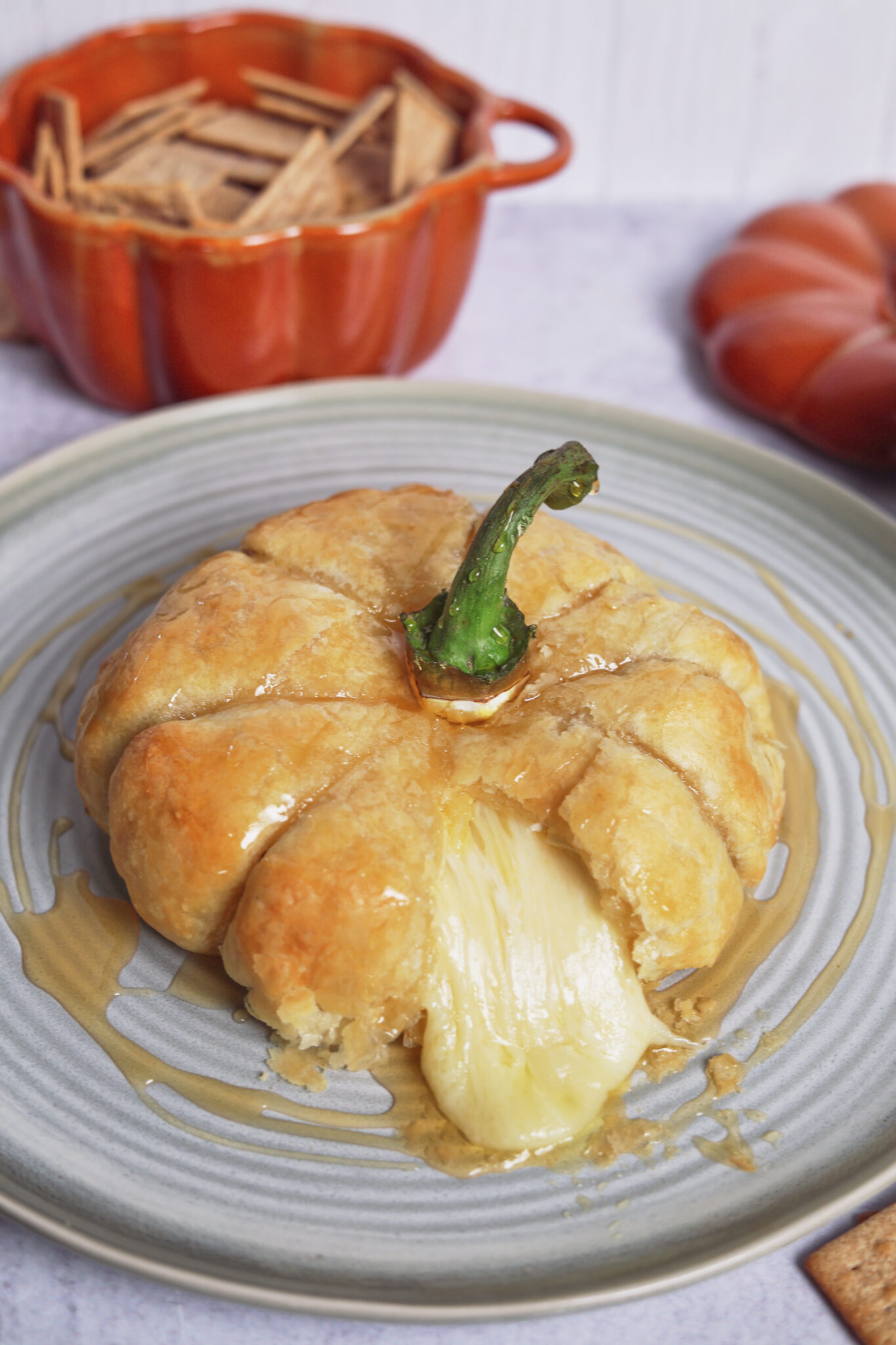 Pumpkin Brie Bake with Hot Honey Drizzle
