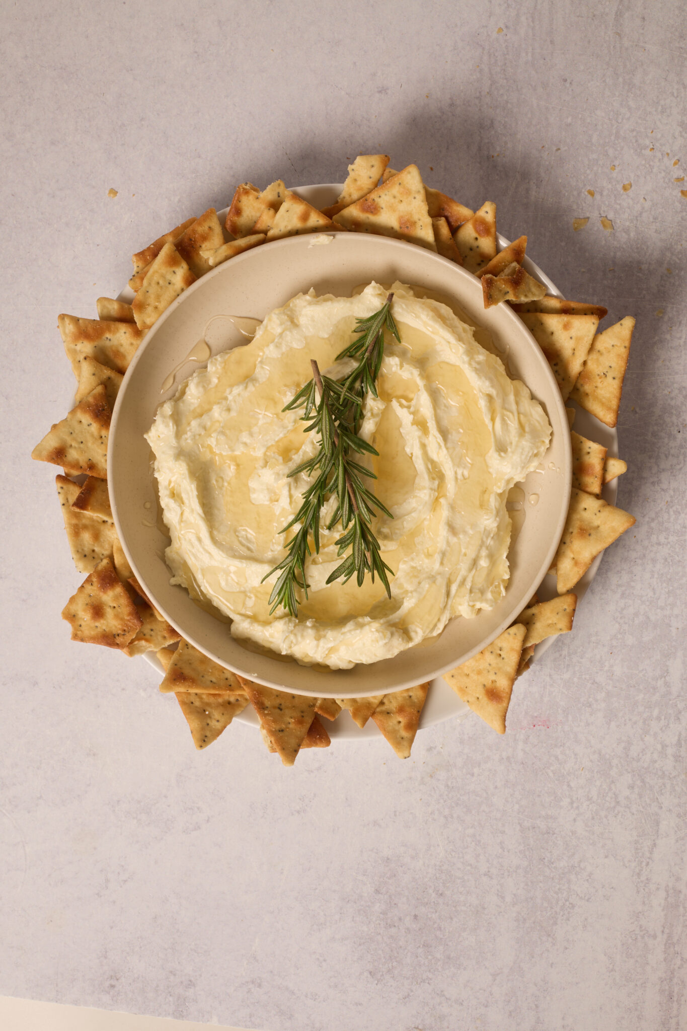 Fluffy Whipped Brie with Honey and Rosemary